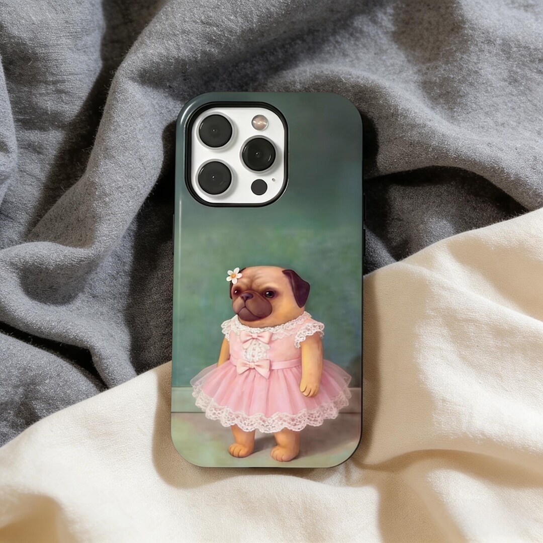 Cute Pug Dog Phone Case, Funny Cartoon Pet,vintage Art Aesthetic ...