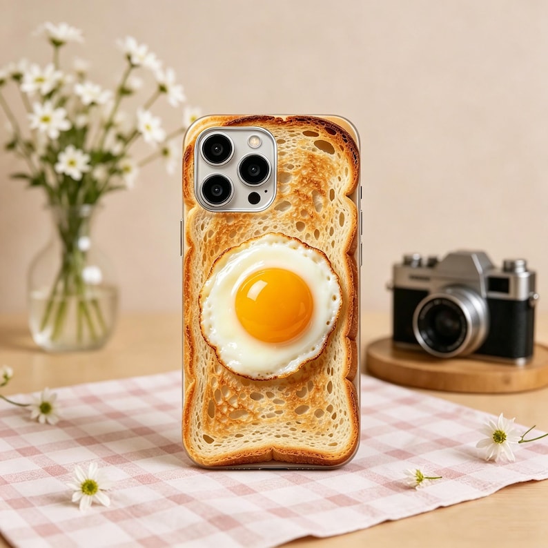 Fried Egg Toast iPhone Case, iPhone 16 15 14 13 12 11 Mini Pro Max ...