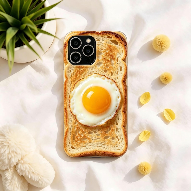 Fried Egg Toast iPhone Case, iPhone 16 15 14 13 12 11 Mini Pro Max ...
