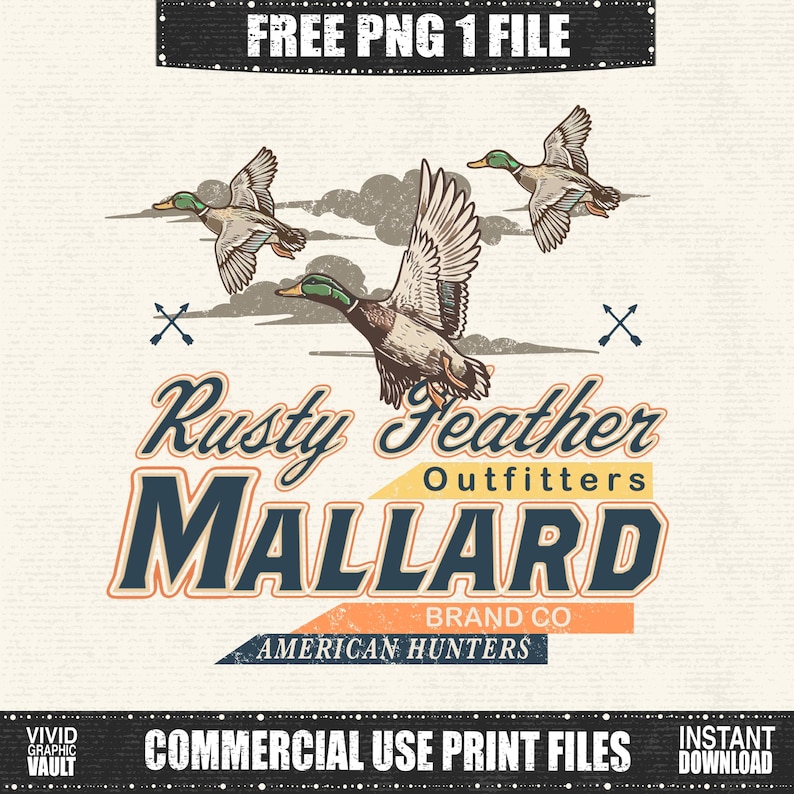 Retro Mallard Duck PNG, Vintage Mallard Clipart, Flying Duck, Retro ...