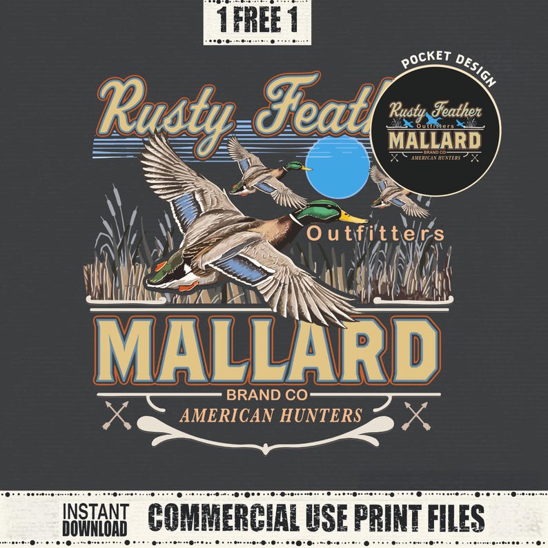 Retro Mallard Duck PNG, Vintage Mallard Clipart, Flying Duck, Retro ...