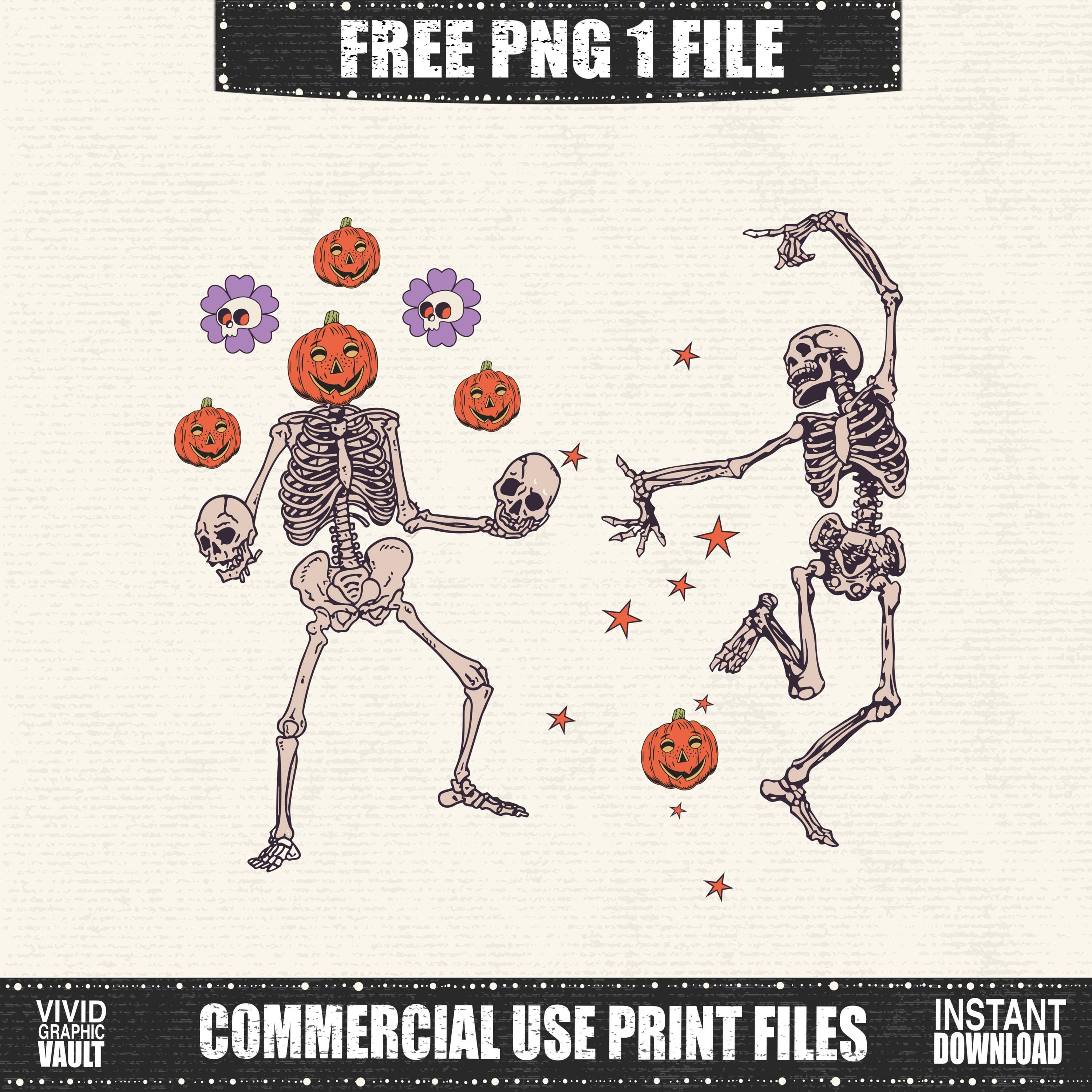 Halloween Dancing Skeletons PNG, Retro Spooky Skeleton Dance Clipart ...