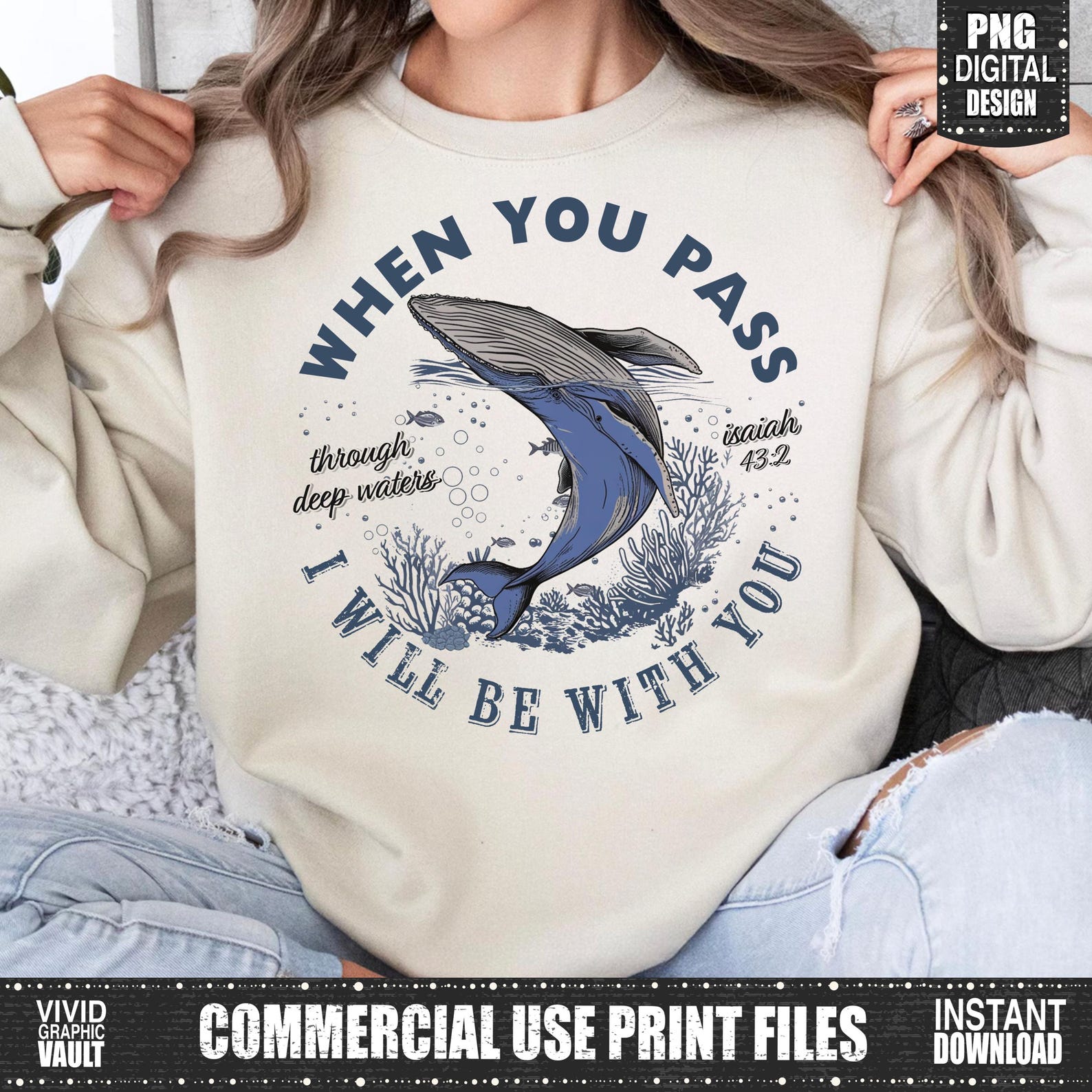 When You Go Through Deep Waters PNG, Isaiah 43:2 Christian Clipart ...