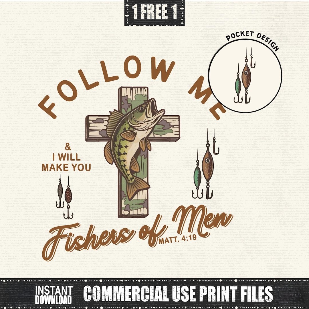 Fishers of Men PNG, Christian Fishing Graphic, Matthew 4:19 Bible Verse ...