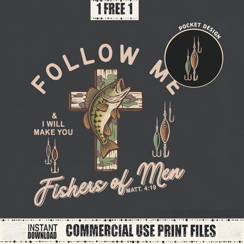 Fishers of Men PNG, Christian Fishing Graphic, Matthew 4:19 Bible Verse ...