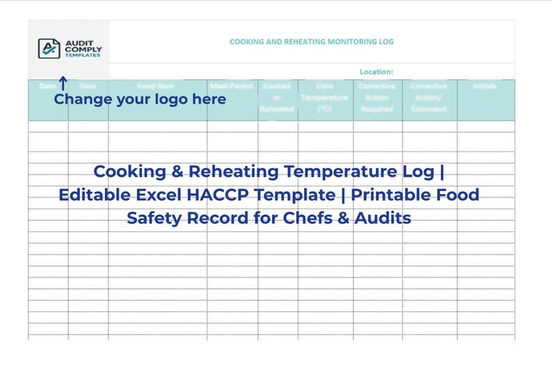 Restaurant | Catering | Hotel |food Temperature Log: Editable HACCP ...