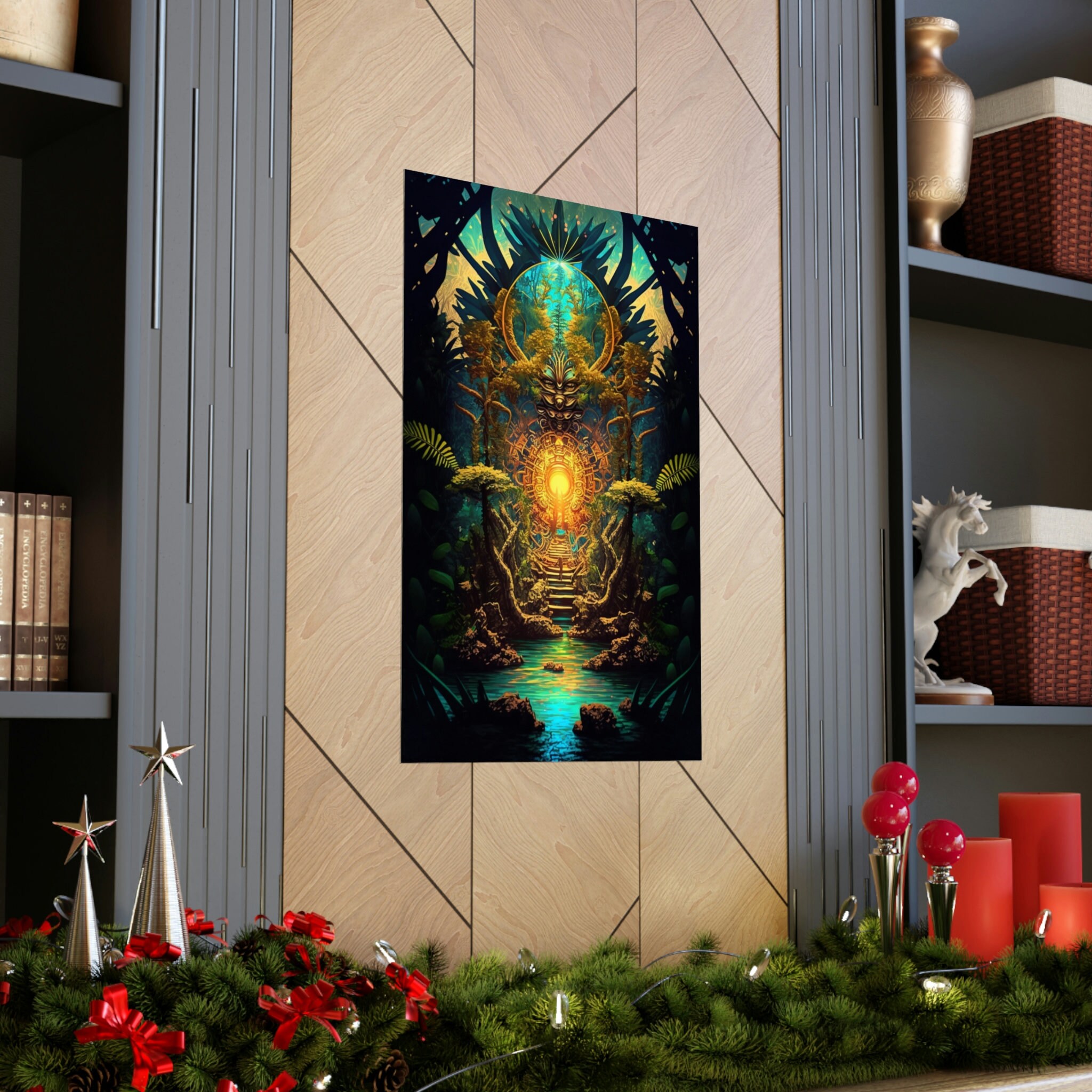 Mystical Realm Poster: DMT Spirit Wall Art, Lush Jungle, Sacred Waters ...