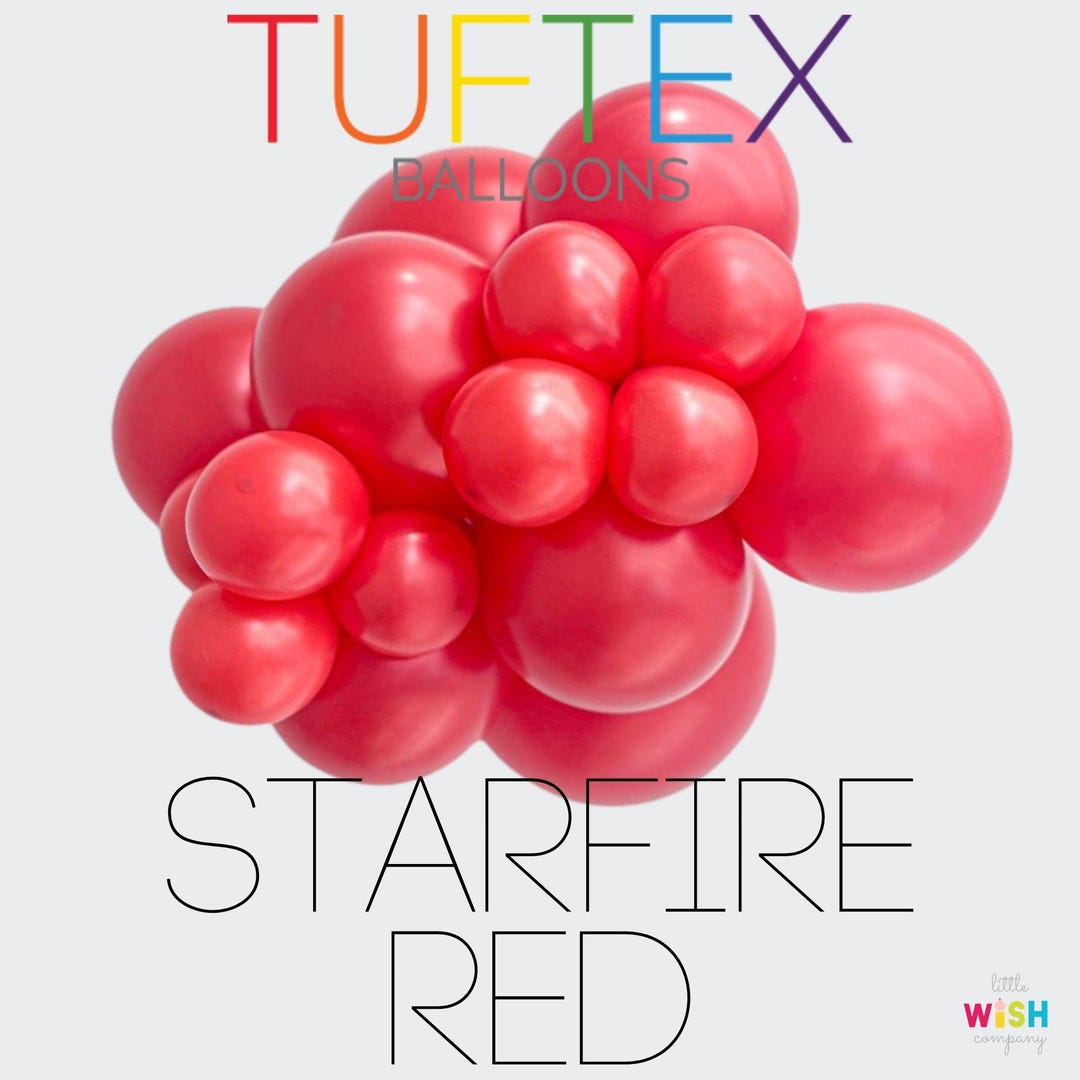 Tuftex Metallic Starfire Red Latex Balloons - 5”, 11”, 17”, 24”, 36 ...