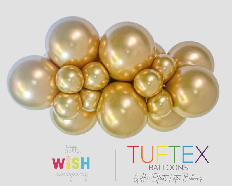 Golden Effects Gold Latex Balloons - Tuftex - 5”, 11”, 17”, 24”, 36 ...