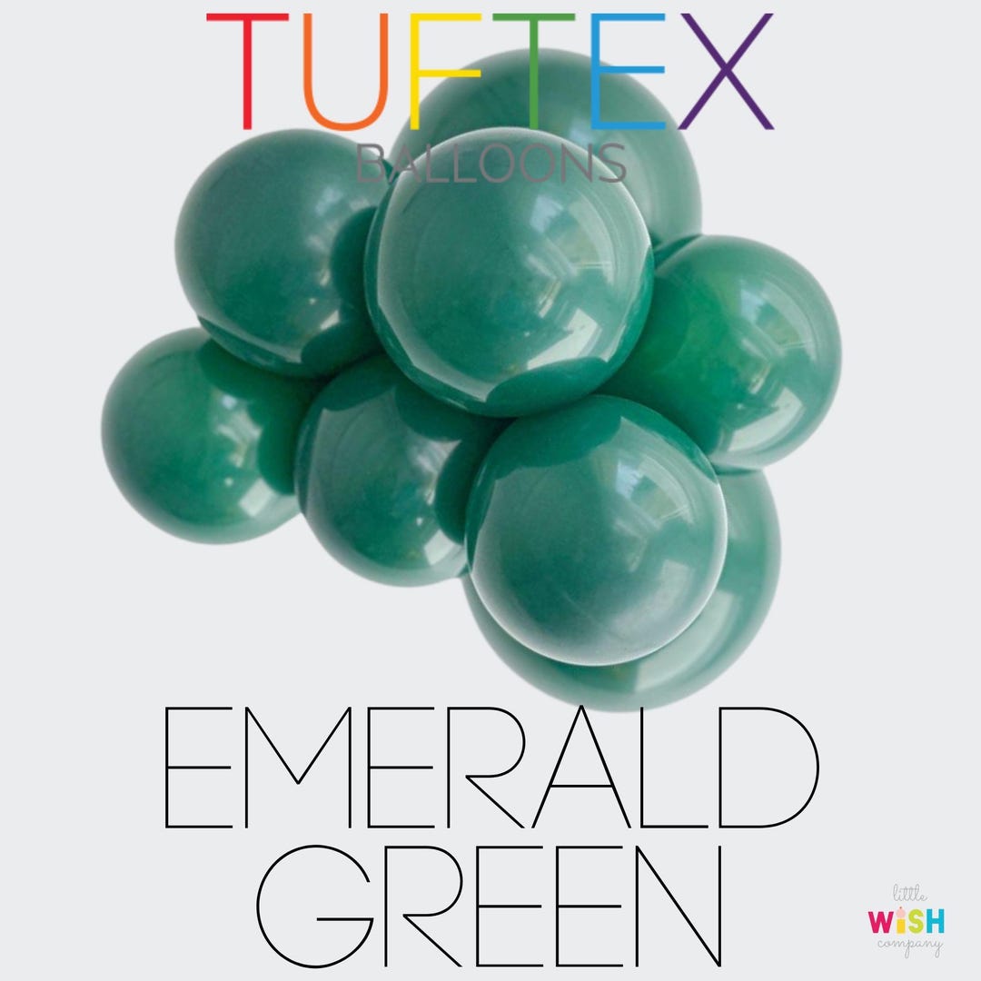 Tuftex Crystal Emerald Green Latex Balloons - 5”, 11”, 17”, 24” and 36 ...