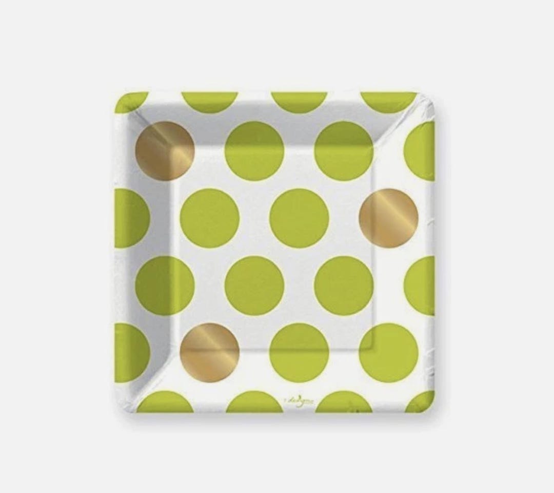 Lime Green Polka Dots Paper Party Plates - Dessert Size - 7-1/4 Inch ...