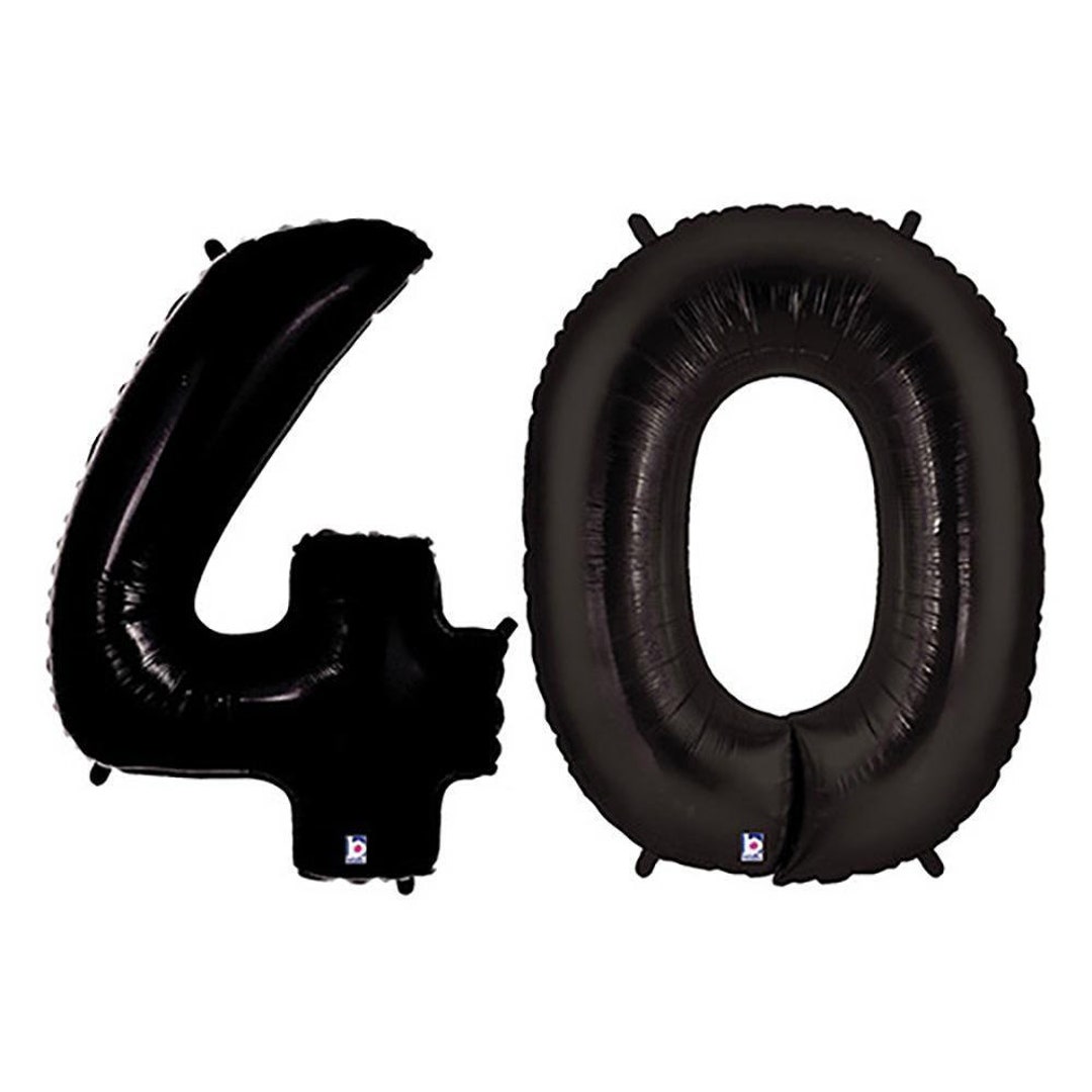 Black Number 40 Balloons - 40 Inch - Cheers to 40 Years - 40th Birthday ...