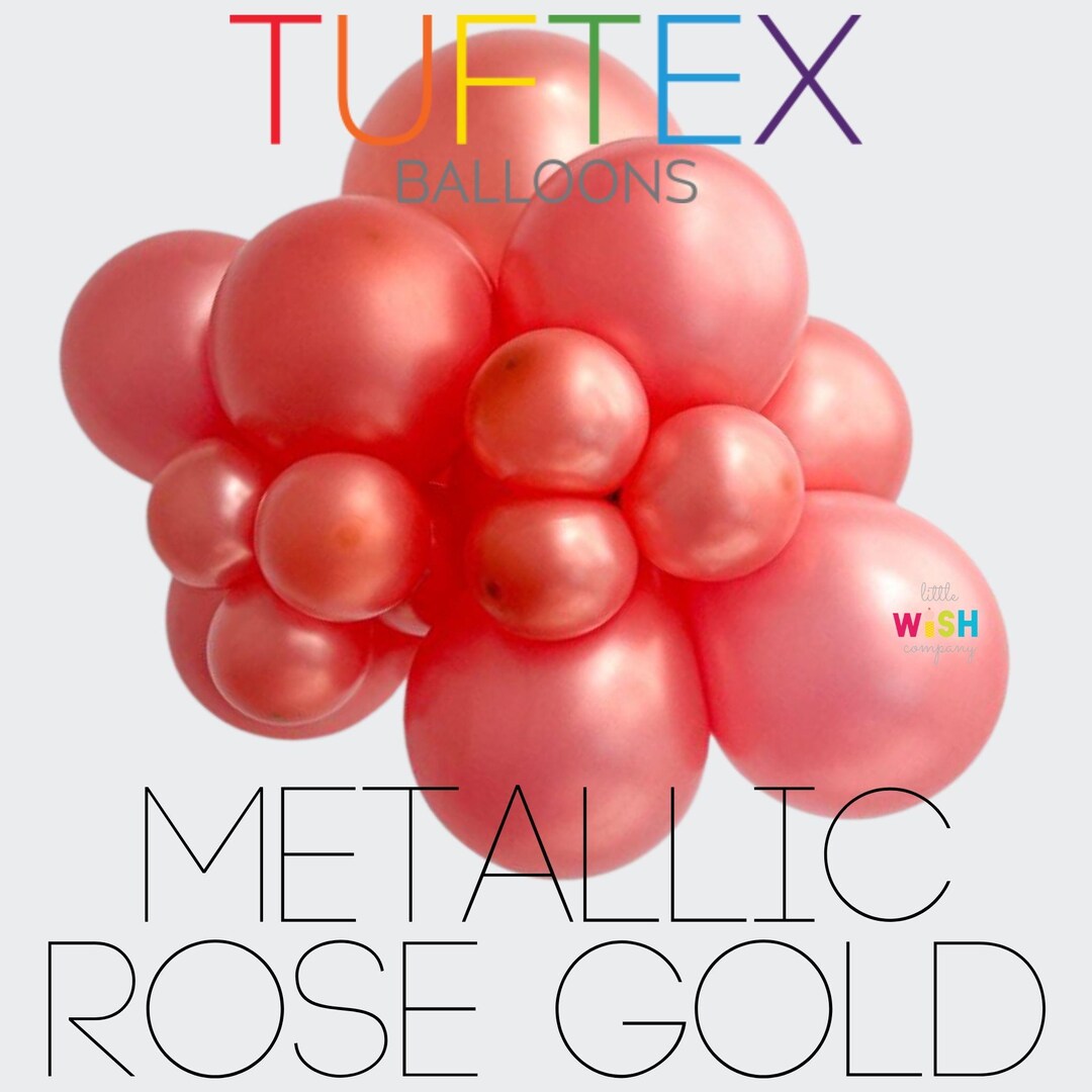 Tuftex Metallic Rose Gold Latex Balloons - 5”, 11”, 17”, 24”, 36” and ...