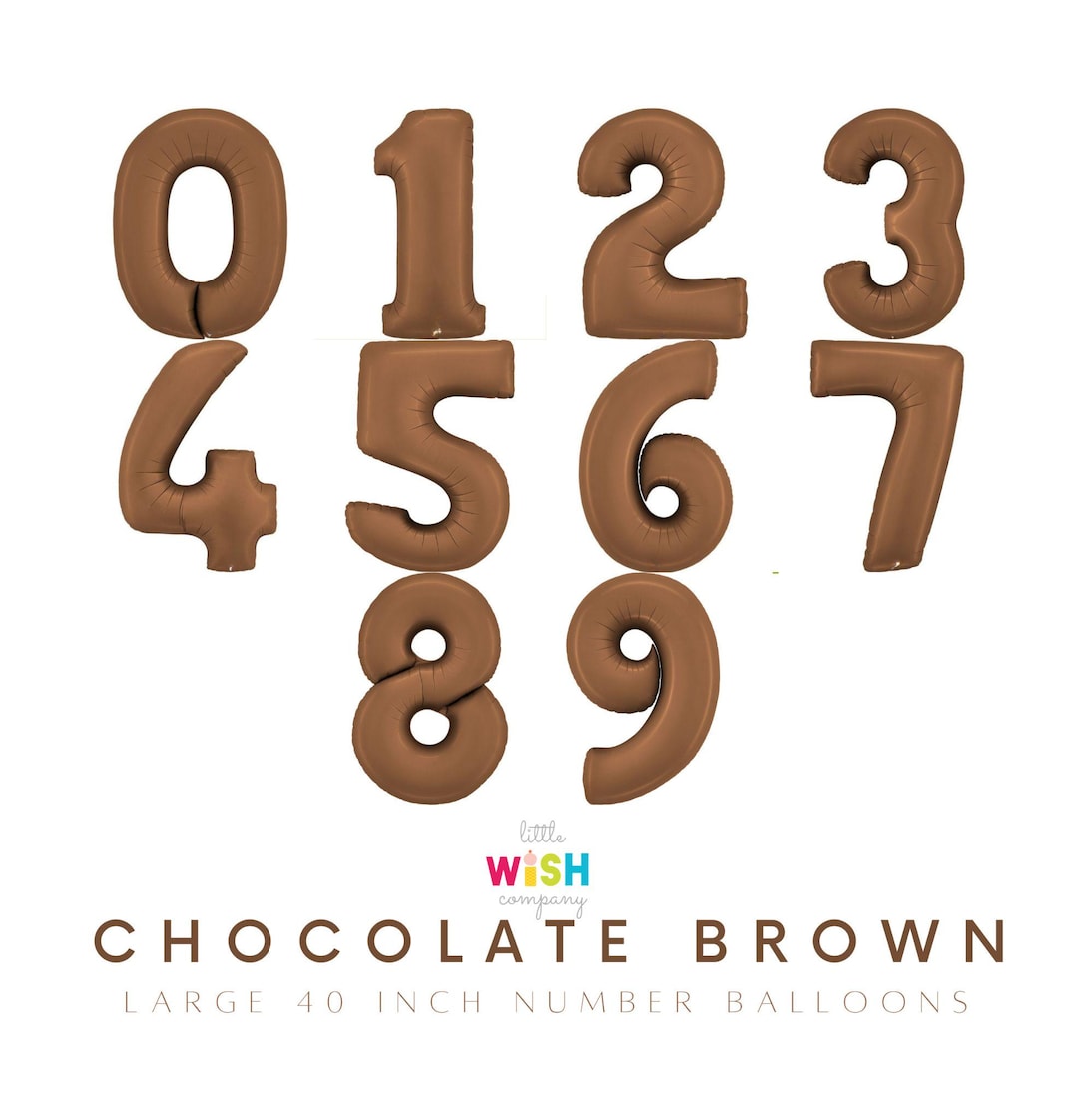Chocolate Brown Number Balloons - 40 Inch - 0, 1, 2, 3, 4, 5, 6, 7, 8 ...