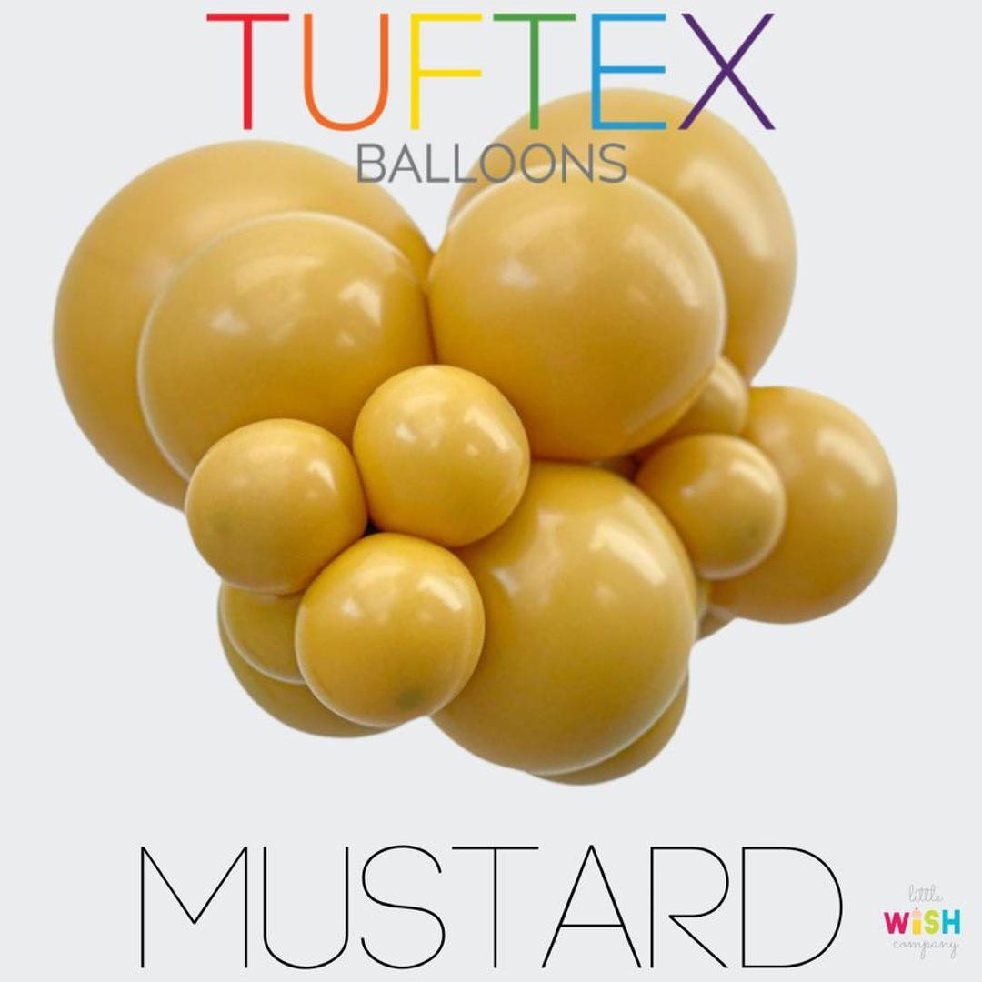 Tuftex Mustard Yellow Latex Balloons - 5”, 11”, 17”, 24”, 36” and 260 ...