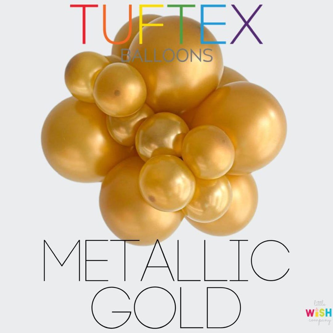 Tuftex Metallic Gold Latex Balloons - 5”, 11”, 17”, 24”, 36” and 260 ...