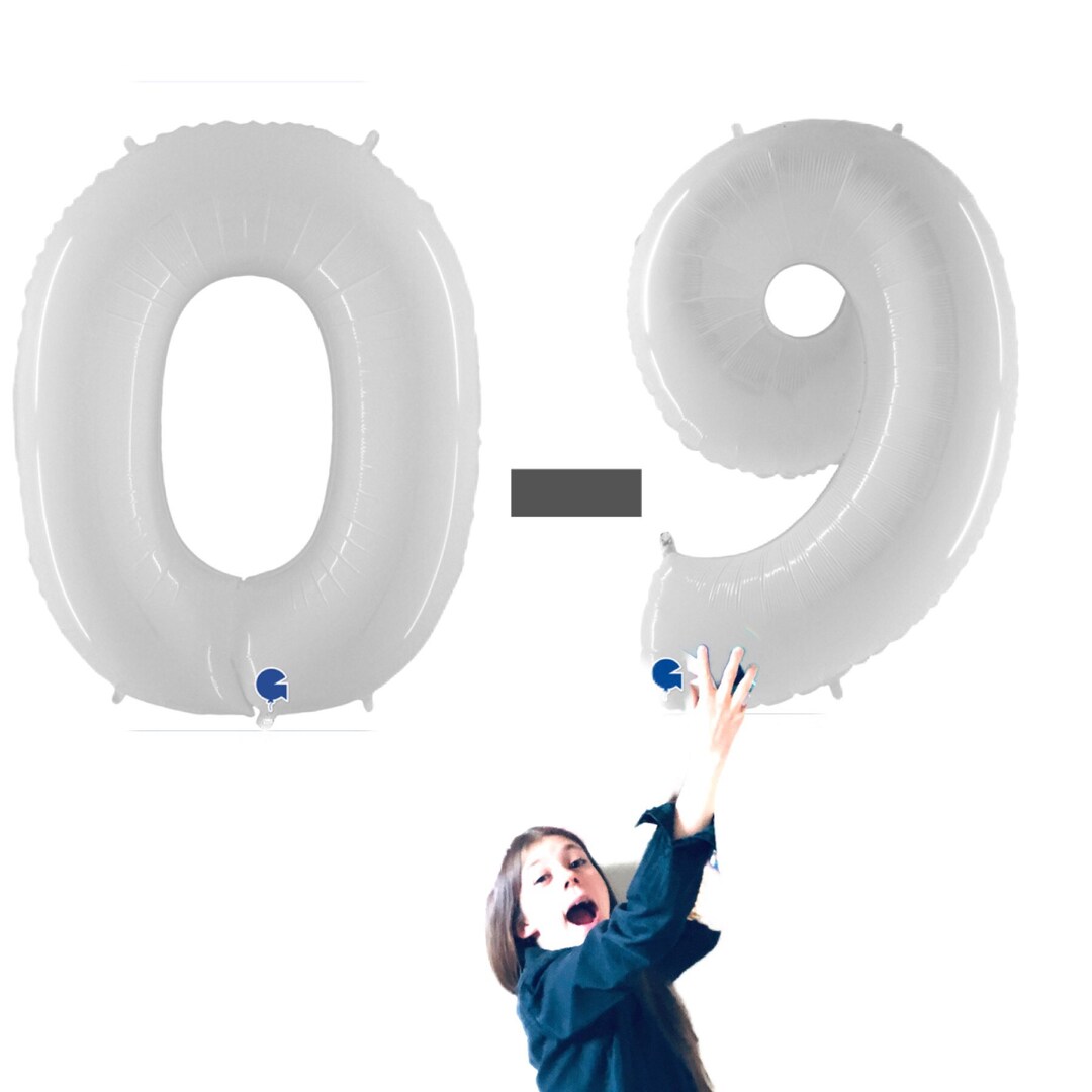 White Number Balloons - 40 Inch - 0,1,2,3,4,5,6,7,8,9 Birthday Photo ...