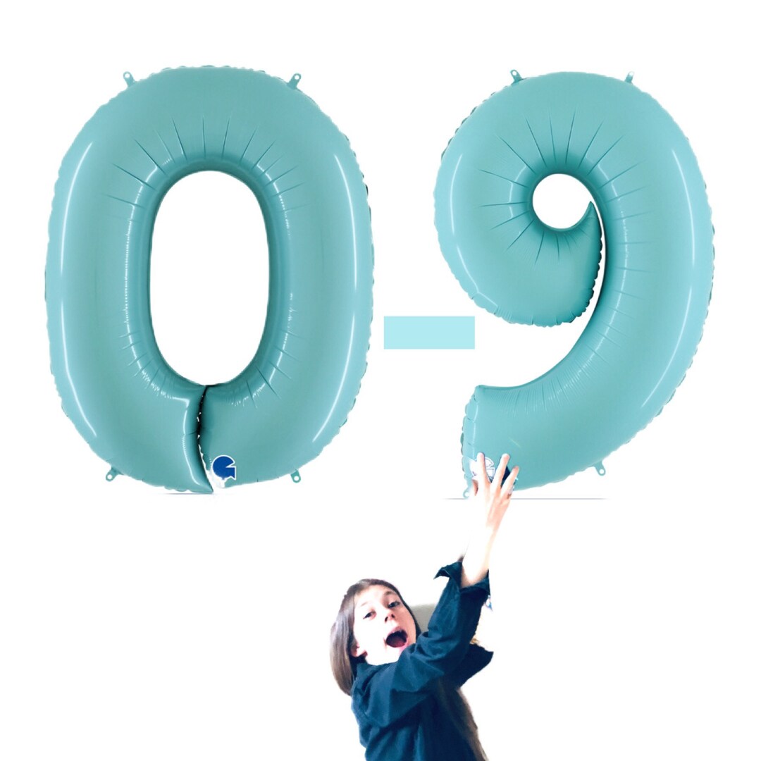 Pastel Blue Number Balloons - 40 Inch - 0,1,2,3,4,5,6,7,8,9 - Foil ...