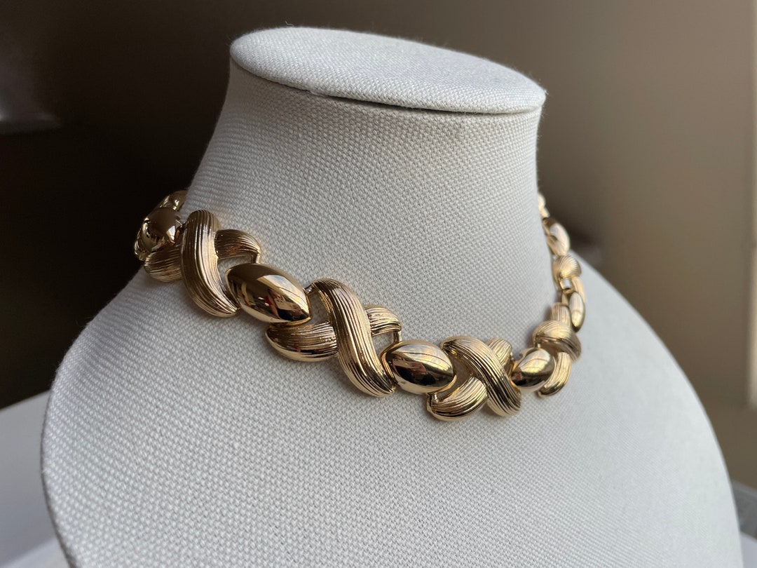Vintage Butler Fifth Avenue Collection Gold Xo's Chunky Collar Necklace ...