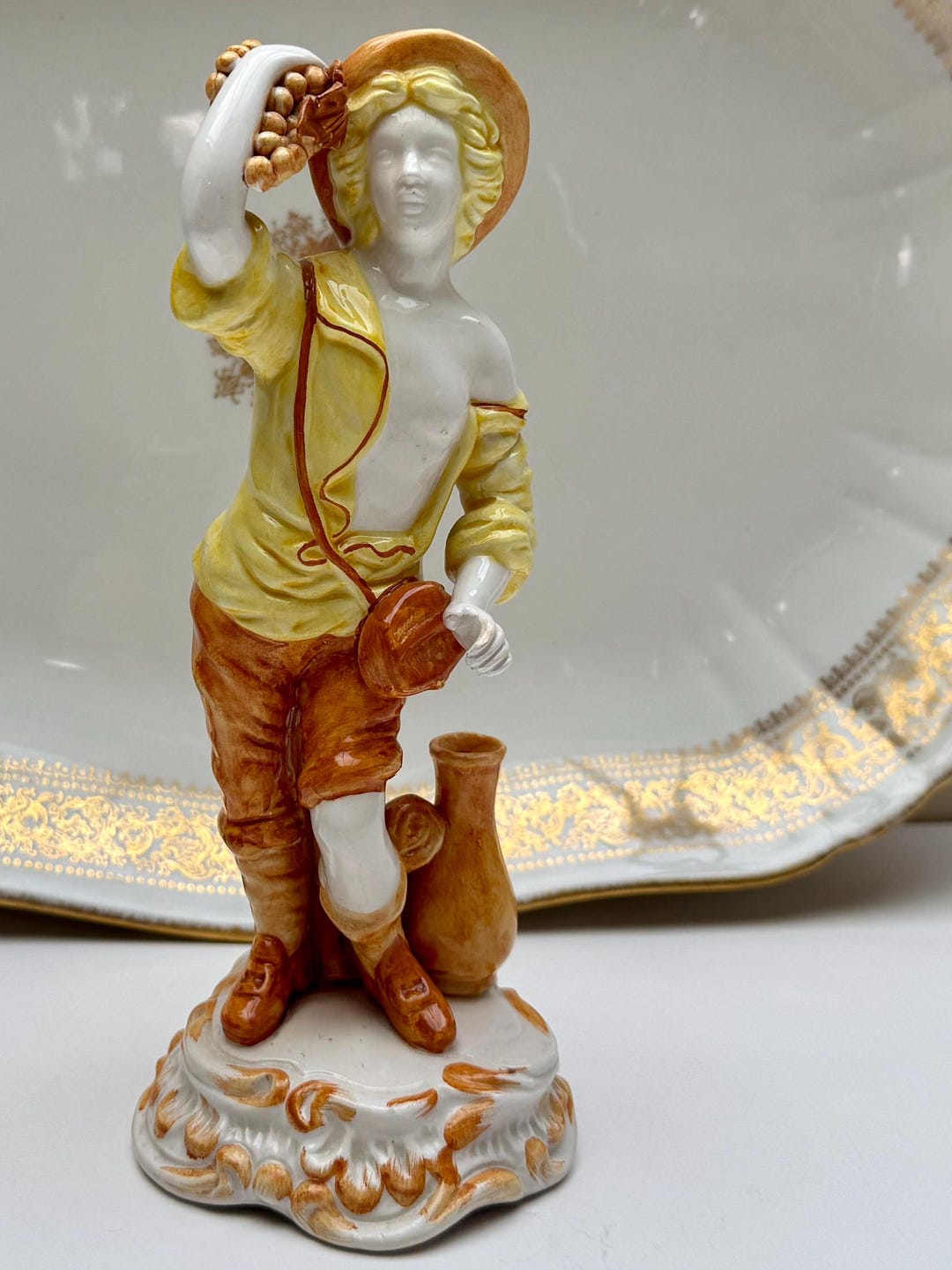 Vintage Italian Porcelain Figurine, Man or Boy With Grapes, 1960s - Etsy