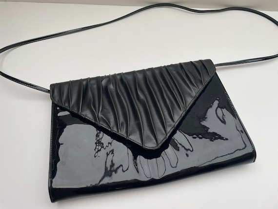 1980s Cabrelli Canada Black Faux Leather and Faux Pat… - Gem