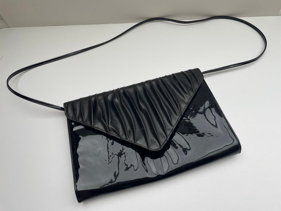 1980s Cabrelli Canada Black Faux Leather and Faux Pat… - Gem