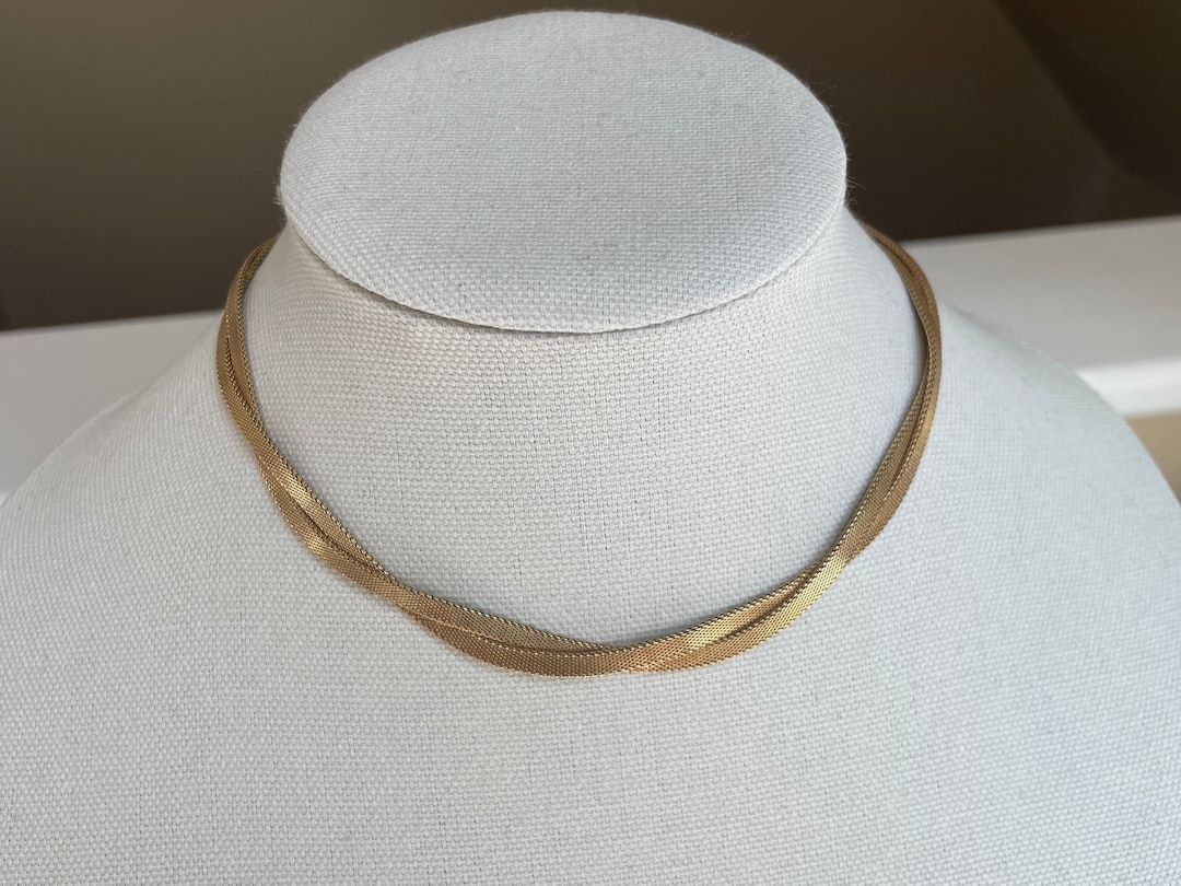 Grosse Germany Signed Double Strand Gold Plated Choker, Snake Chain ...
