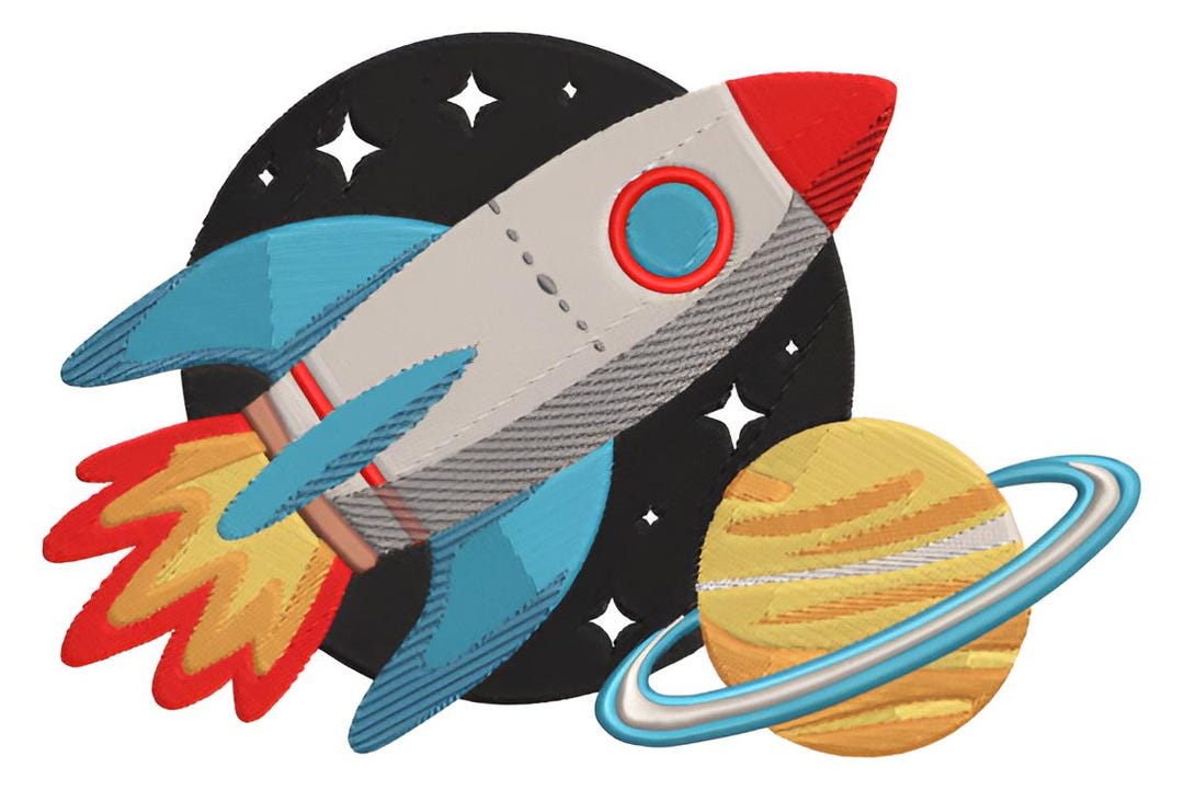 Rocket Ship Embroidery Design – Space Rocket Embroidery Pattern ...