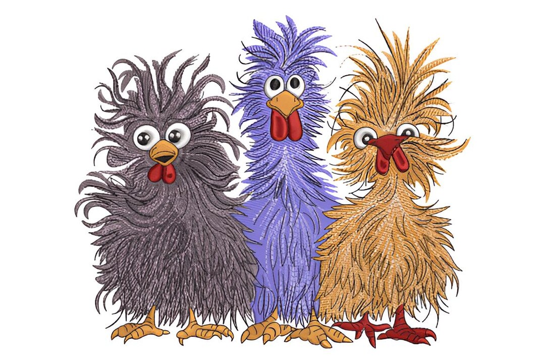 Funny Fluffy Chickens Embroidery Design – Fluffy Chicken Embroidery ...
