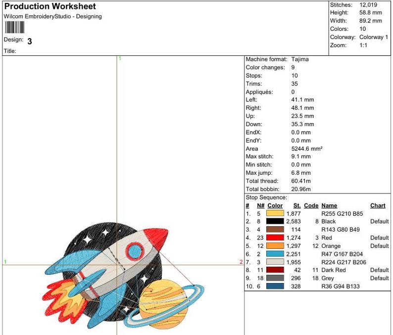 Rocket Ship Embroidery Design – Space Rocket Embroidery Pattern ...