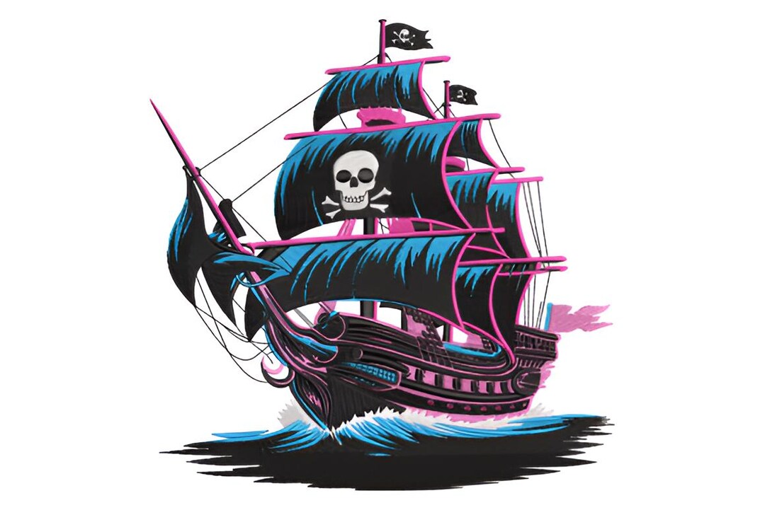 Neon Pirate Ship Embroidery Design – Pirate Ship Embroidery Pattern ...
