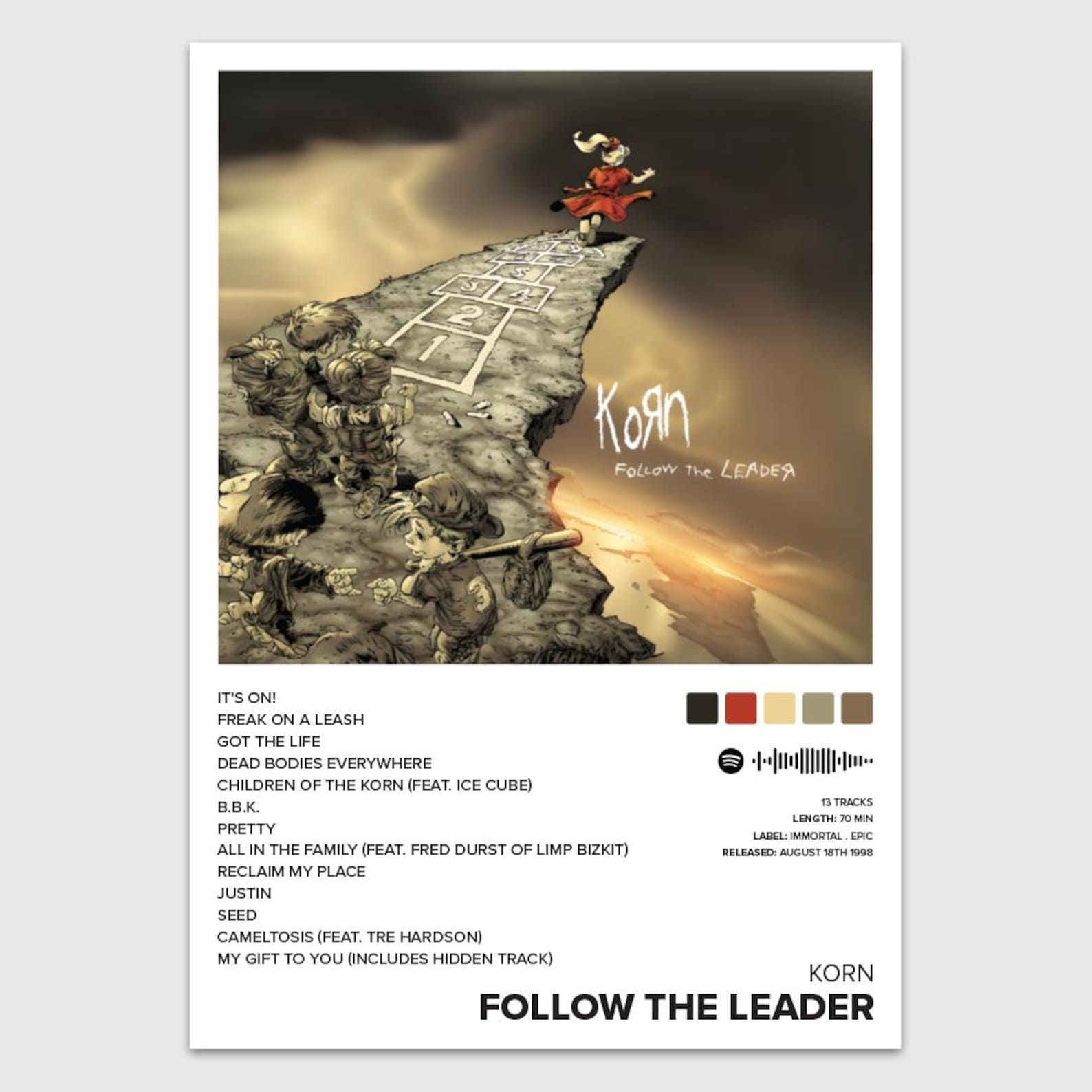 Korn Poster | Follow the Leader Album Cover | Music Room Wall Art 1998 ...