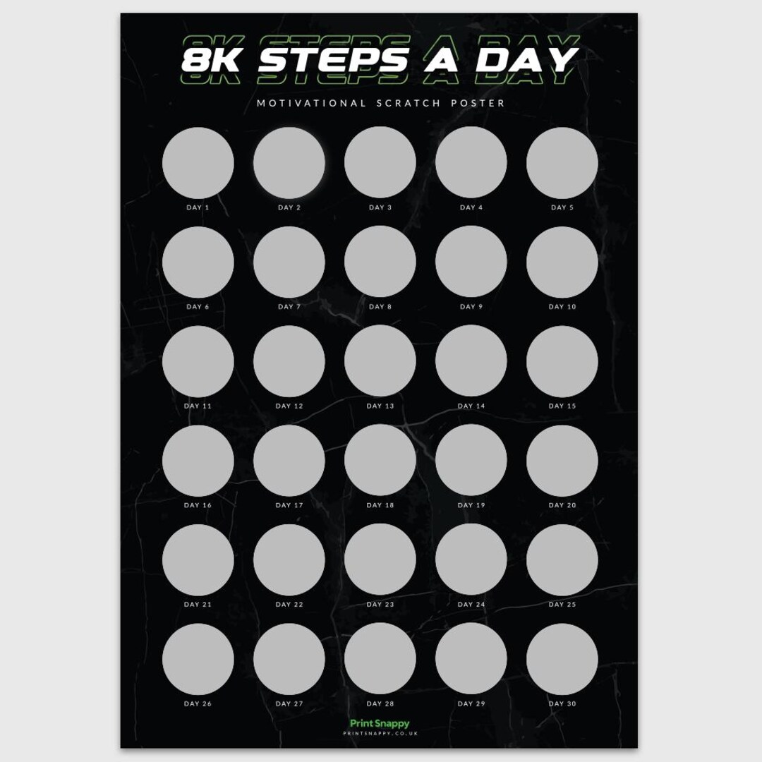 Scratch off Poster - 8K Steps 30 Days of Fitness Motivation | Walking ...