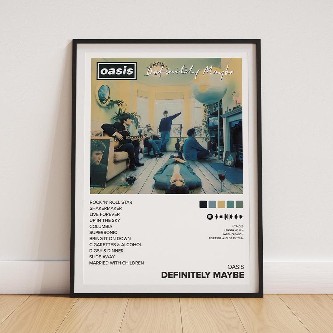 Oasis Poster | Definitely Maybe Album Cover | Music Room Wall Art 1994 ...