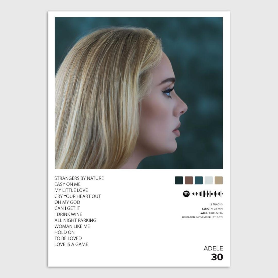 Adele Poster | 30 Album Cover | Music Room Wall Art 2021 - Etsy