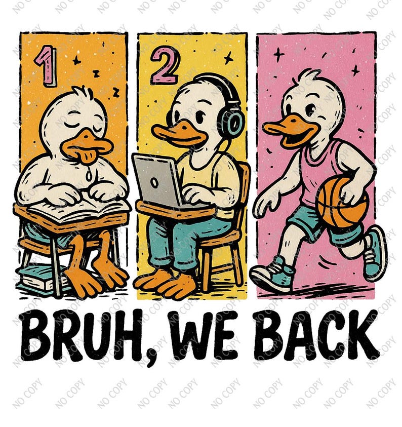 Funny Duck Back to School PNG, Bruh We Back Sublimation Design, Student ...