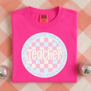 Pastel Teacher PNG File, Checkerboard Sublimation Design, Back to ...