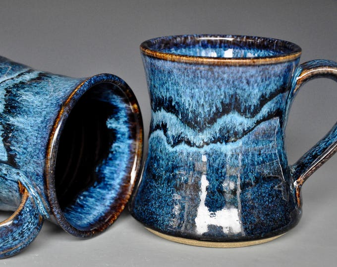 Turbulent Midnight Blue Pottery Mug Stoneware Ceramic Coffee Cup ...