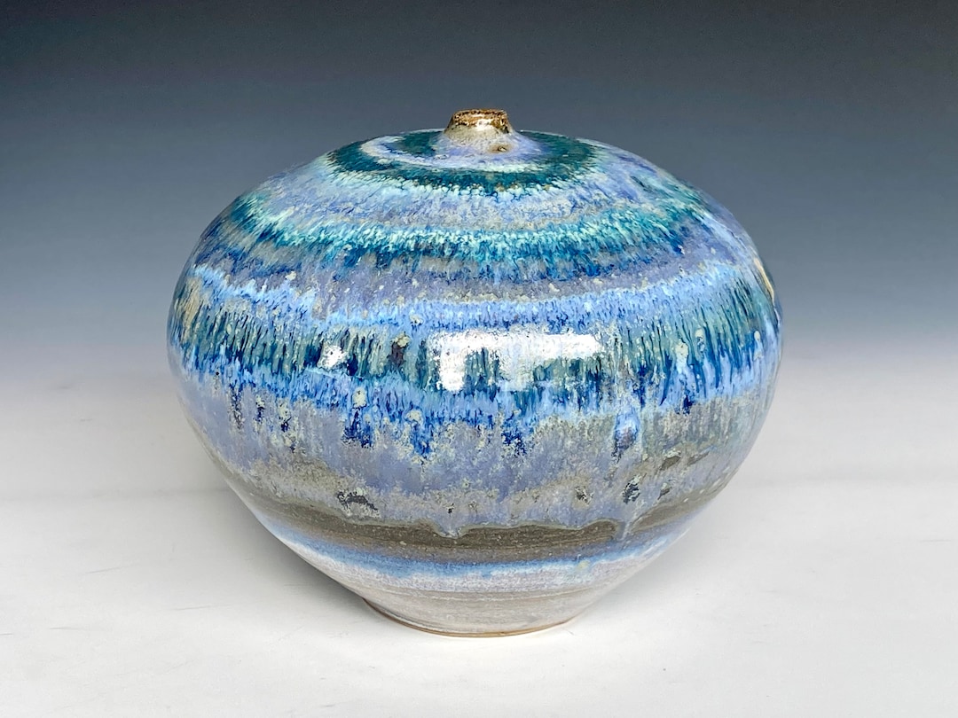 Blue Pottery Vase Stoneware Flower Vase Handmade Ceramic Vase A - Etsy