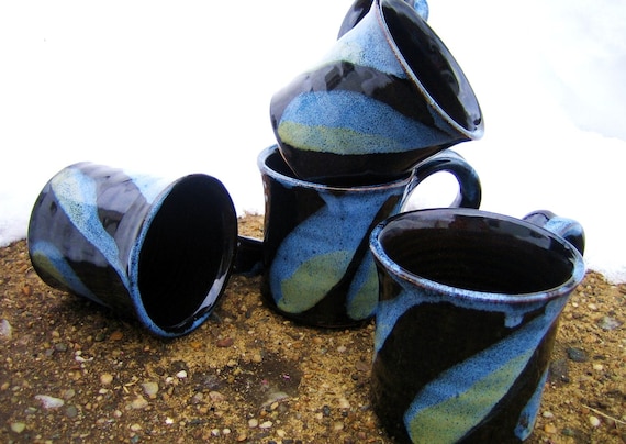 Items similar to Small Ceramic Mug - Small Black-Blue on Etsy