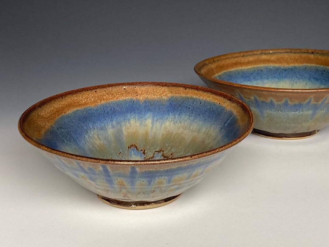 Pair of Stoneware Ceramic Bowls Pottery Salad Bowls - Etsy