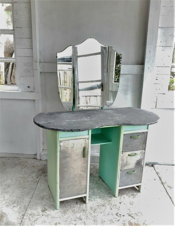 Upcycled Vintage Industrial Dressing Table dressing Table With Mirror modern Industrial Aluminium Dressing Table and Mirror 1960s Etsy