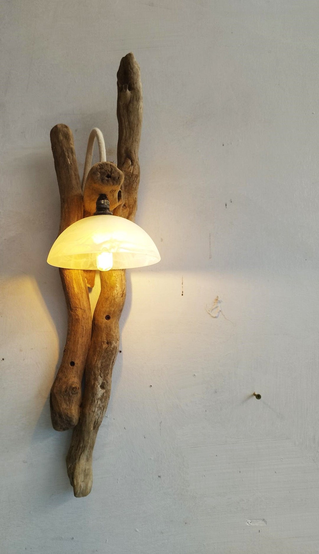 Driftwood Wall Sconce: Rustic Beach House Lighting, Dimmable LED - Etsy