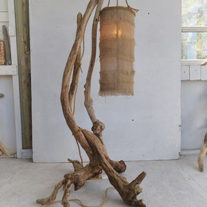 Driftwood Floor Lamp, Rustic Floor Standing Driftwood Lamp, Drift Wood ...