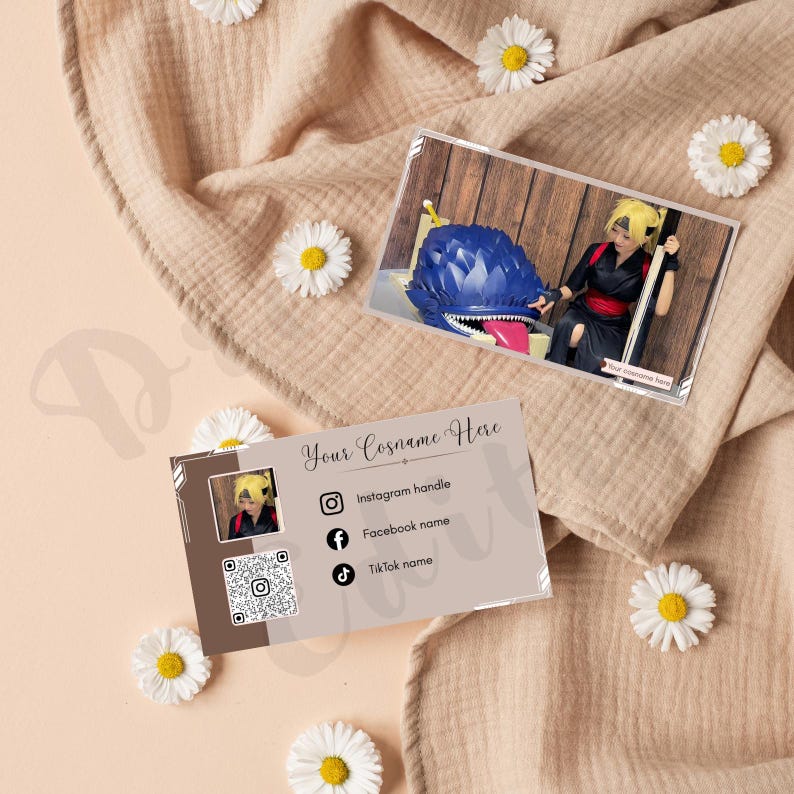 Cosplay Card, Coscard, Canva Template, QR Code Business Card, Cosplay ...