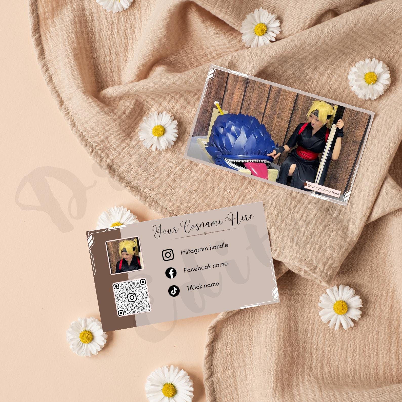 Cosplay Card, Coscard, Canva Template, QR Code Business Card, Cosplay ...