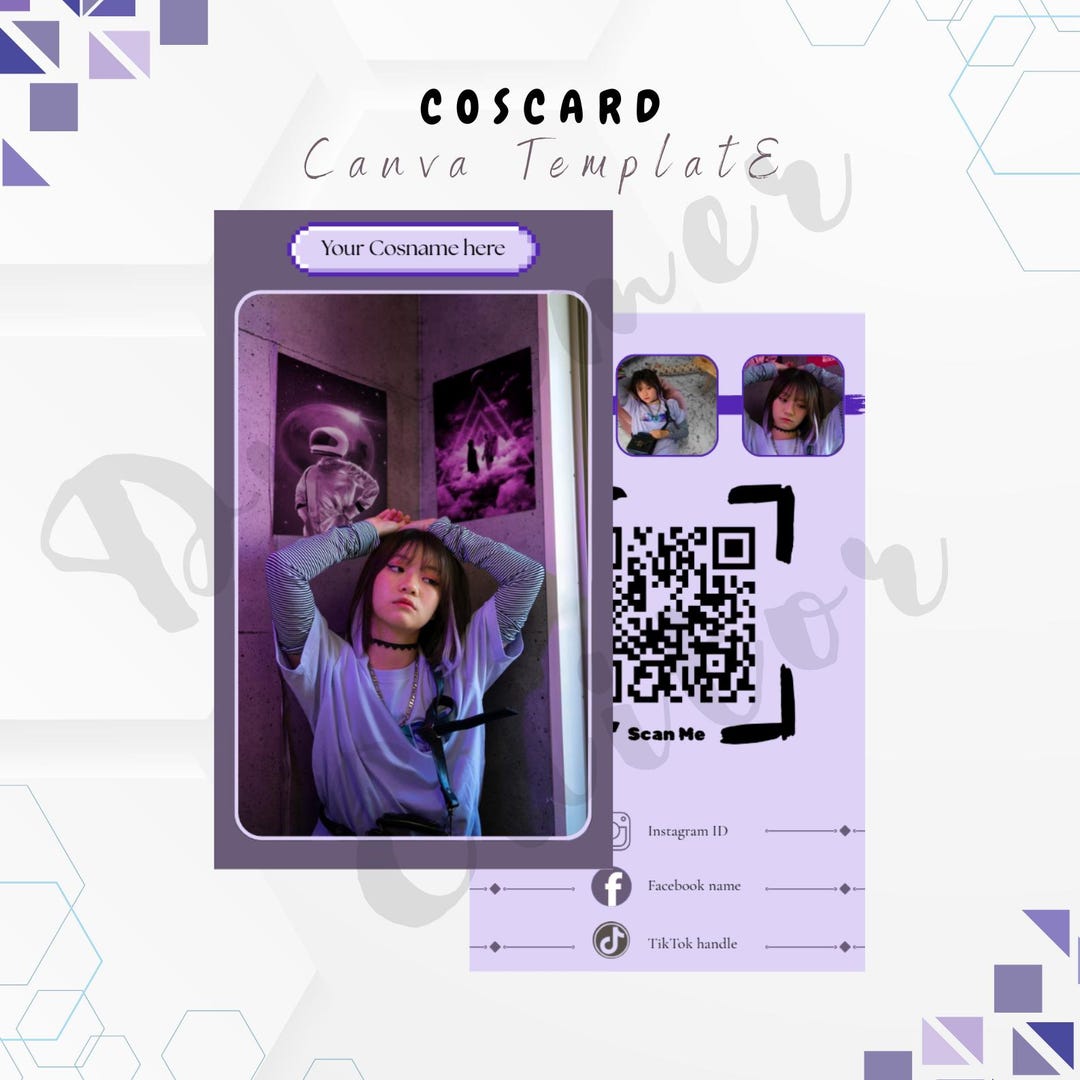 Cosplay Card, Coscard, Canva Template, QR Code Business Card, Cosplay ...