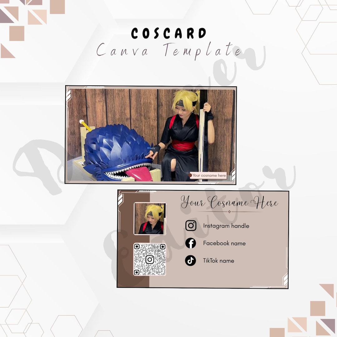 Cosplay Card, Coscard, Canva Template, QR Code Business Card, Cosplay ...