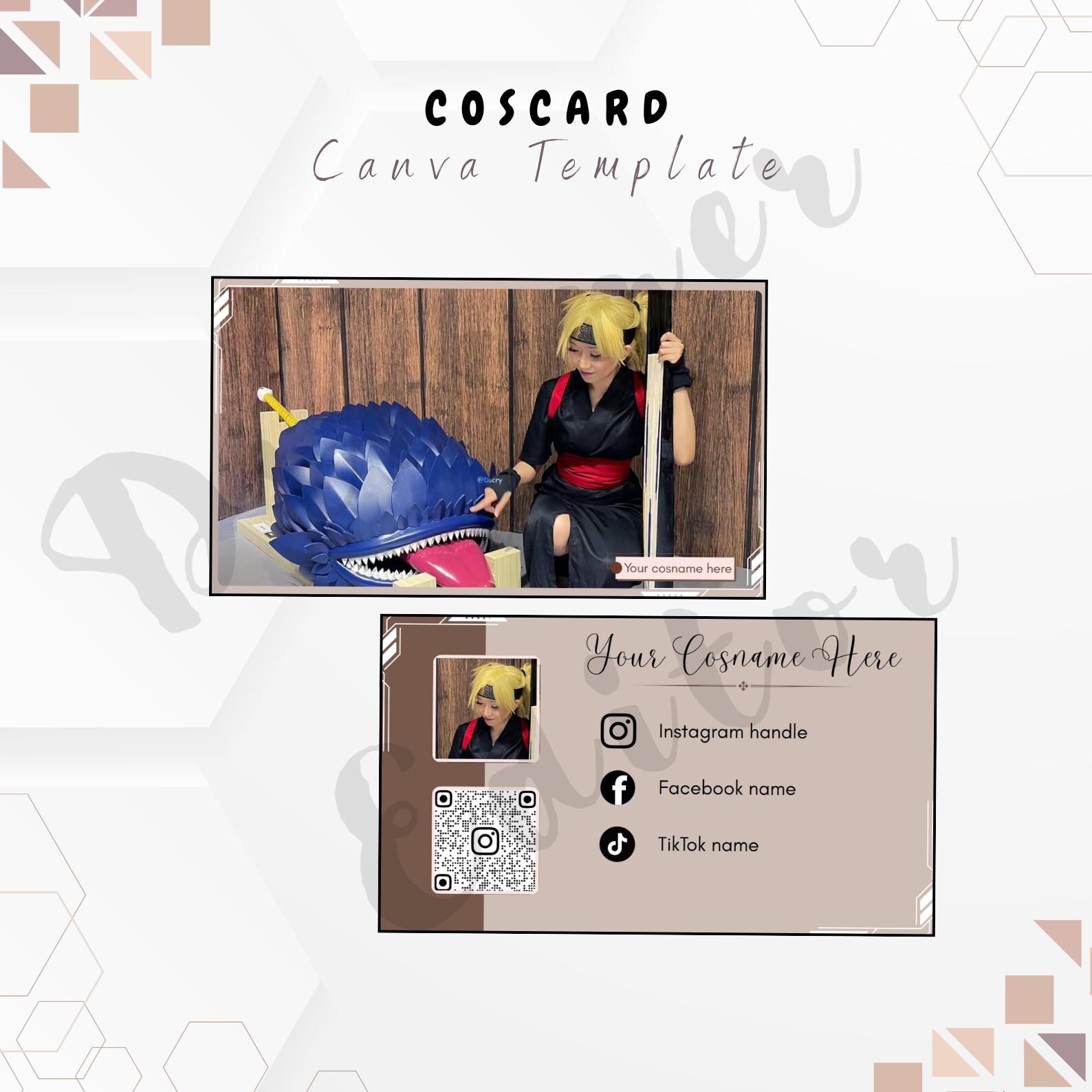 Cosplay Card, Coscard, Canva Template, QR Code Business Card, Cosplay ...