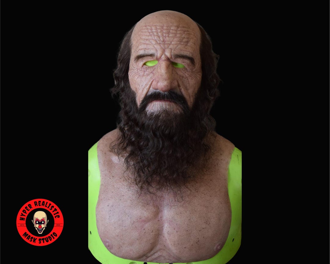 Old Bearded Man Silicone Mask – Realistic FX Bald Mask With Hair and ...